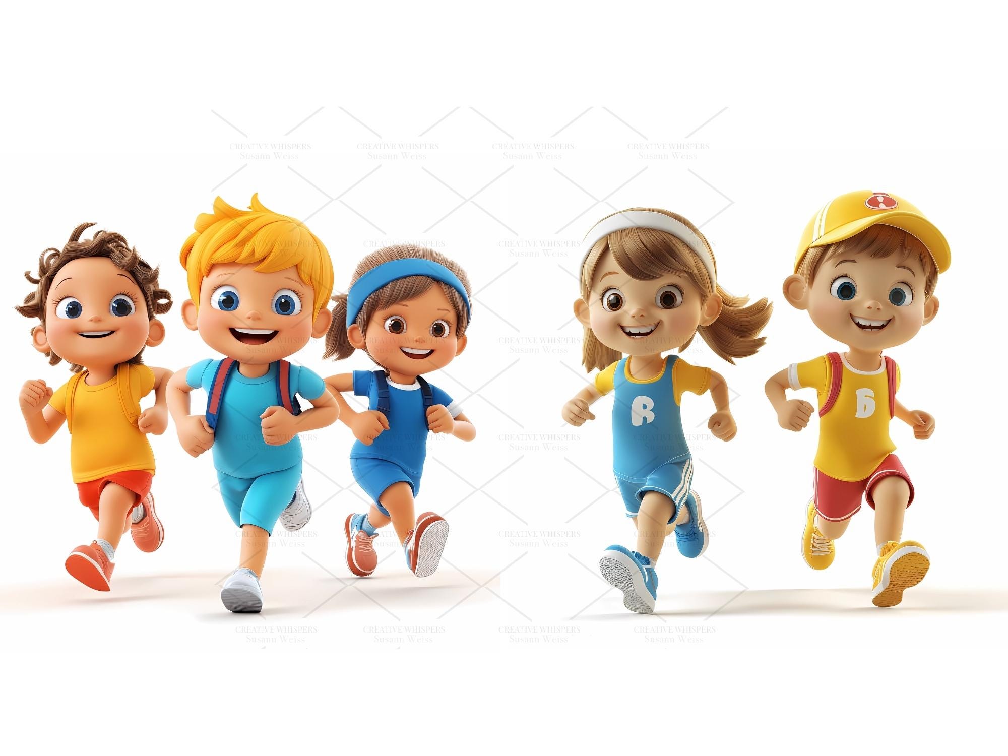 12 Activity Childrens Running 3d Bundle- High Quality Illustration Jpgs ...