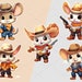 21 Digital Cute Cowboy Mouse Clip Art Set, Cute Cowboy Mouse Sticker ...