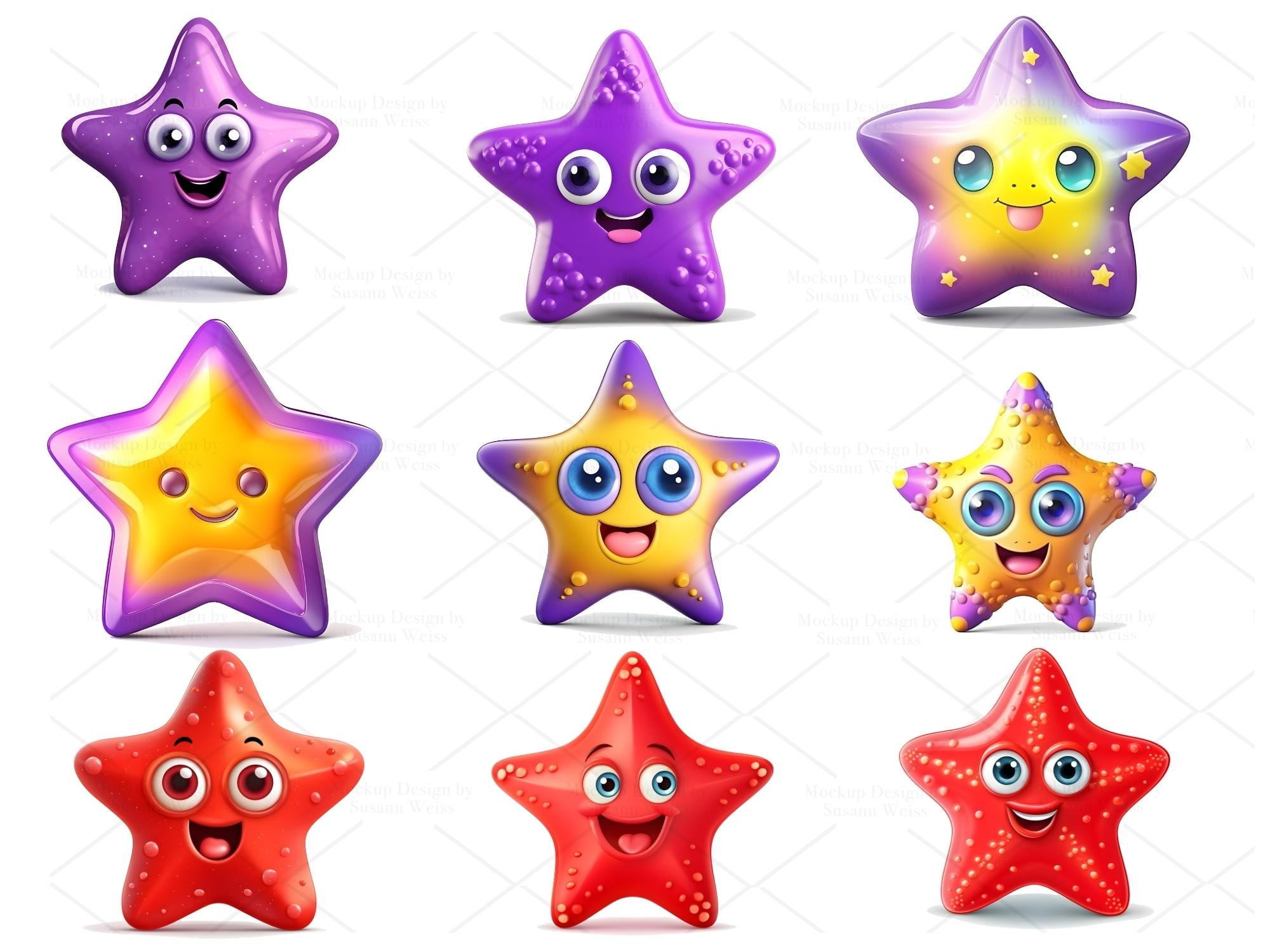 53 Digital Cute Star Clip Art Set, Cute Star Sticker, Cute Star ...