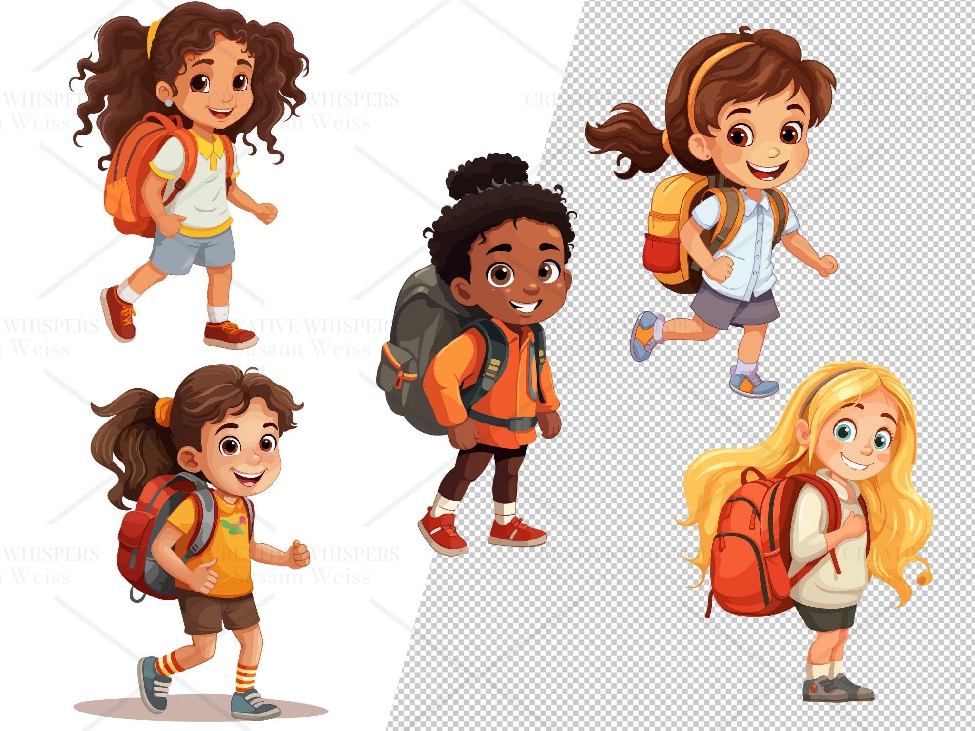 20 Cute School Kids Stickers & Clipart - Digital Downloads With ...