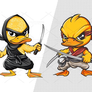 Duck Ninja Clipart Bundle – 10 PNG Illustrations, Craft Graphics ...