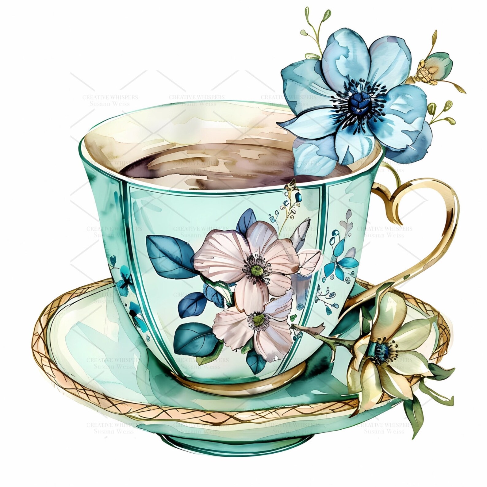 Watercolor Teacup Clipart Bundle: Floral Tea Cup Illustrations (digital ...