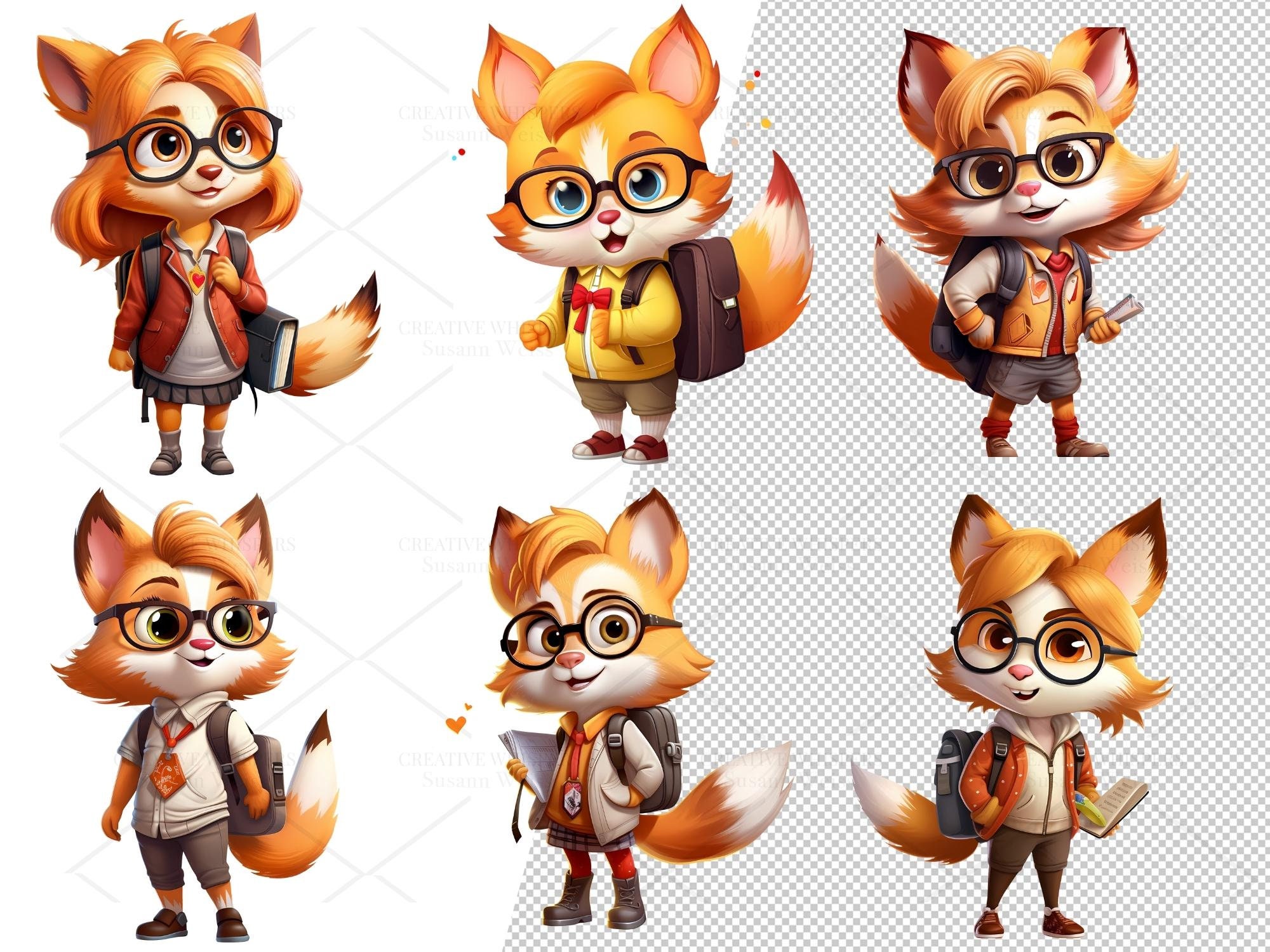 30 Digital Cute Fox Clip Art Set Cute Fox Sticker Cute Fox - Etsy