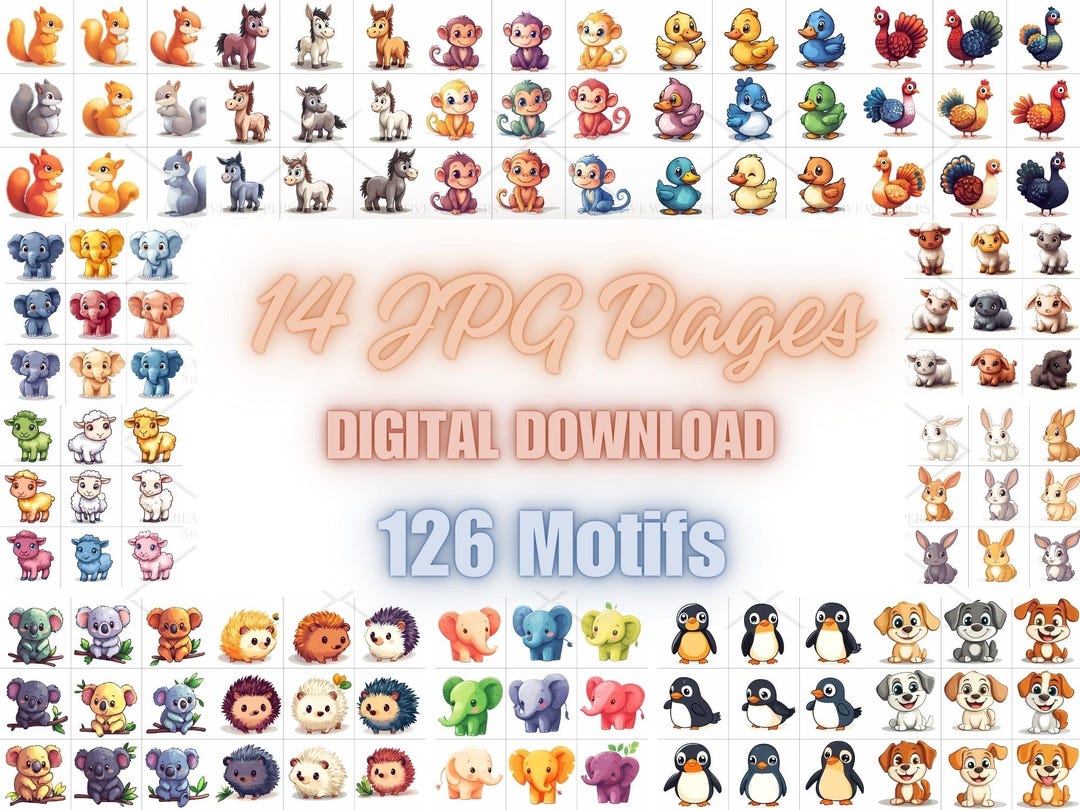 14 Printable Memory Game Sets for Kids With Animals, 126 Motifs Digital ...