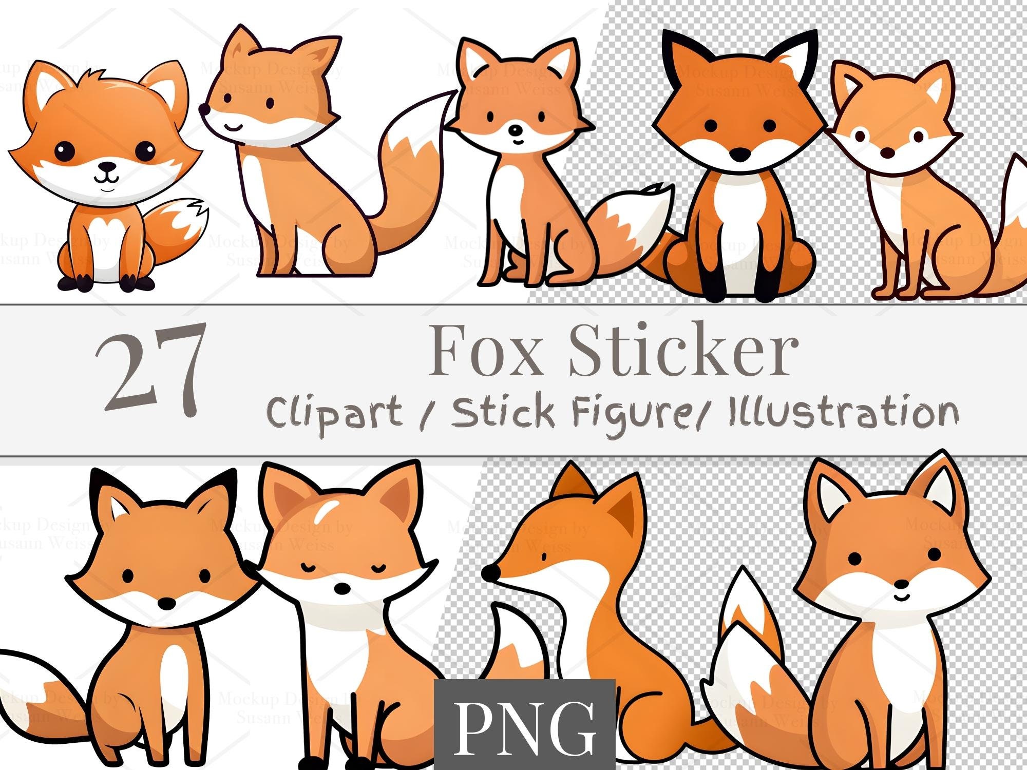 27 Digital Cute Fox Sticker Clip Art Set Cute Fox Sticker - Etsy