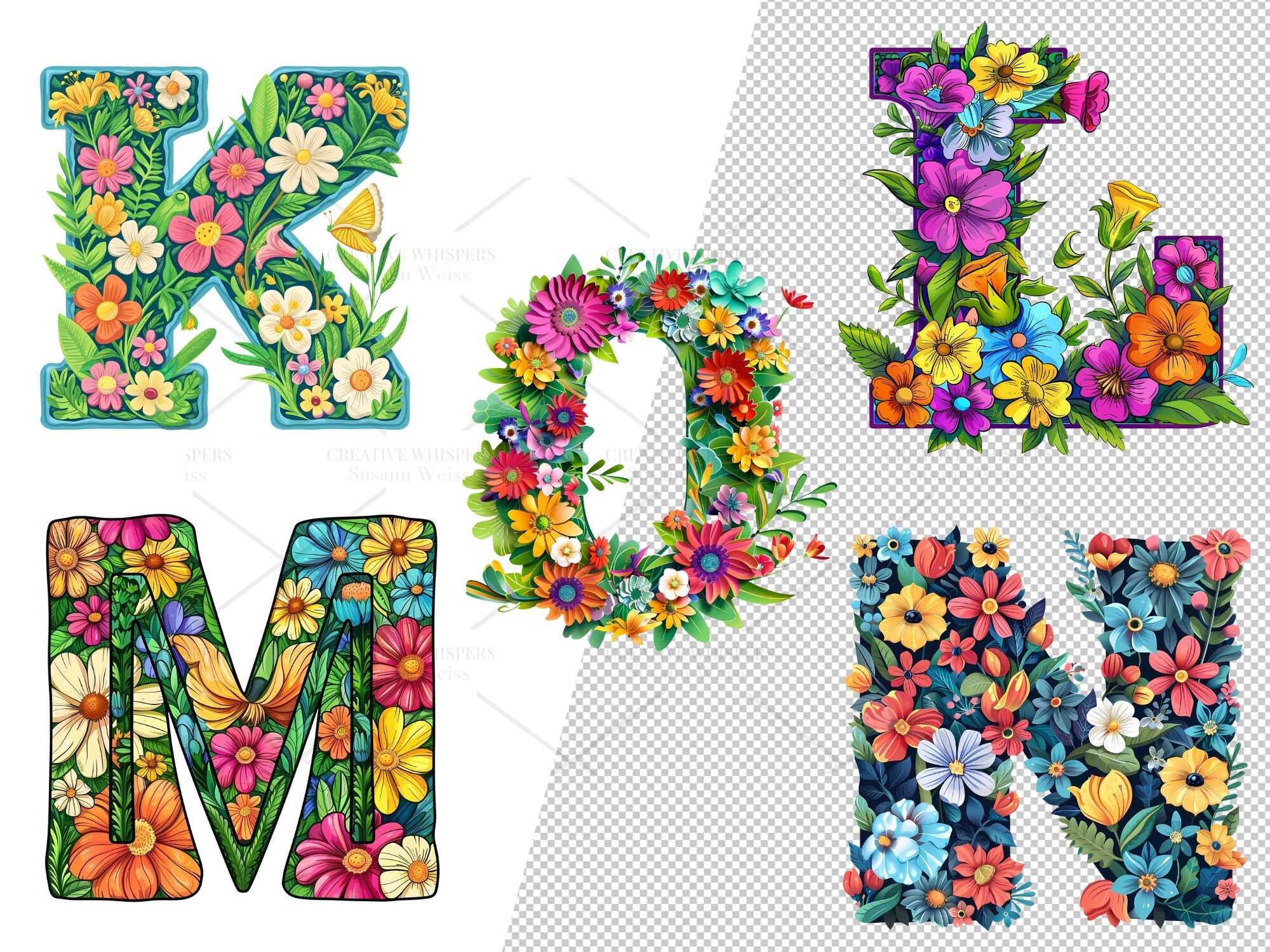 Flowers Alphabet Clipart Abc Bundle 26 High Quality Pngs, Journaling ...