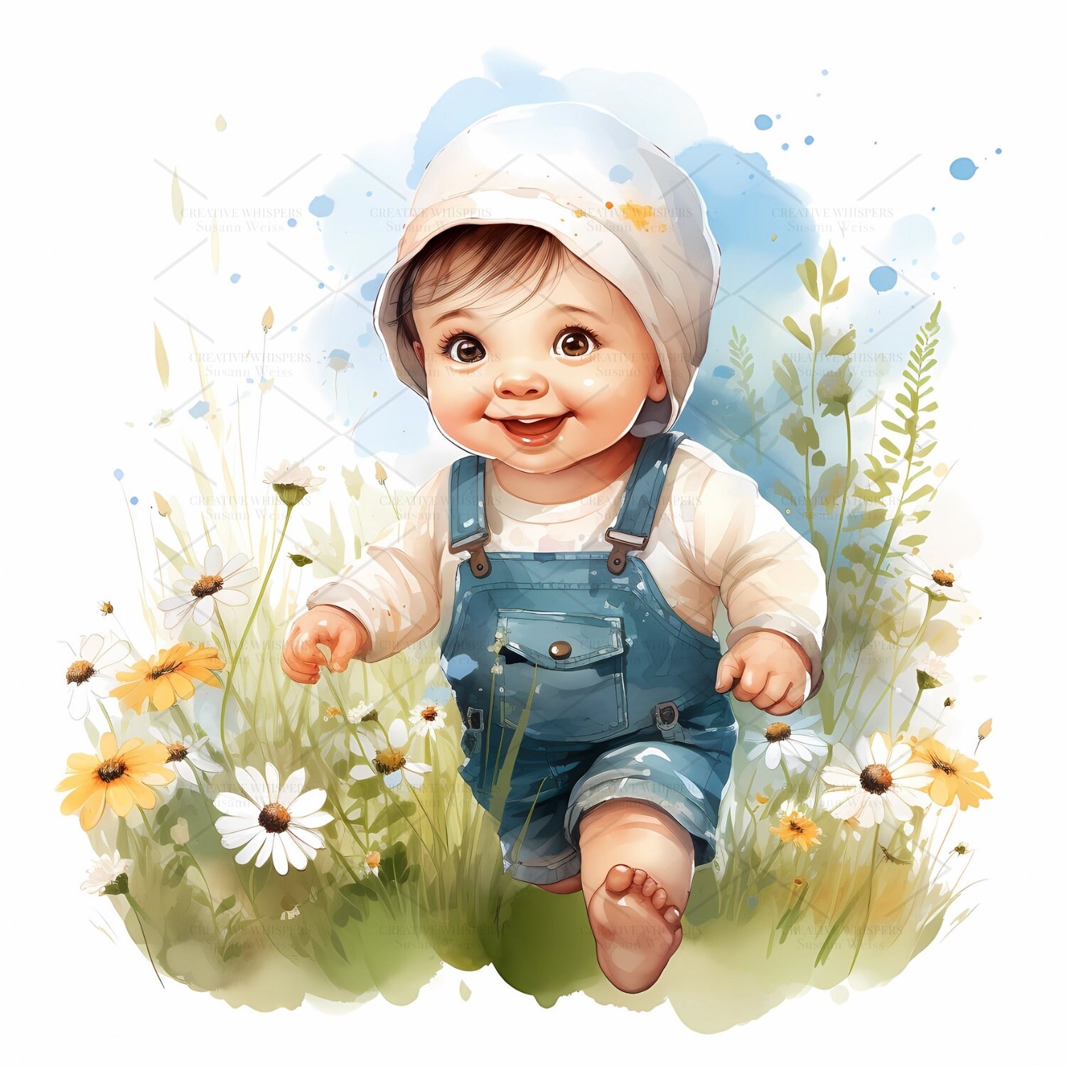 Cute Boy With Flowers Watercolor Clipart Bundle 10 High Quality Images ...