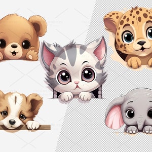 20 Cute Peekaboo Animal Clipart, Cute Animal Sticker, Ornaments ...