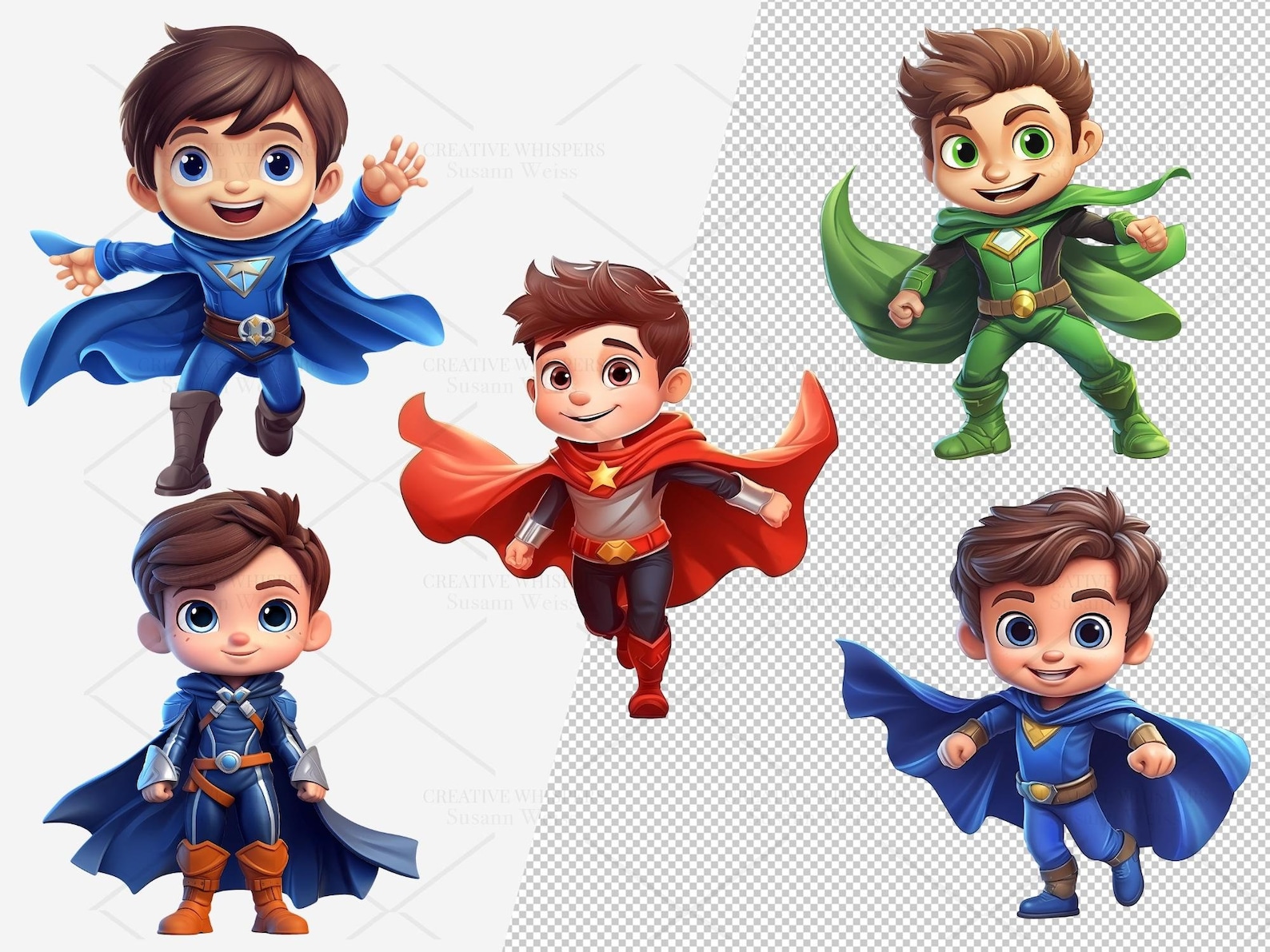 20 Digital Super Hero Clip Art Set, Super Hero Sticker, Sublimation ...