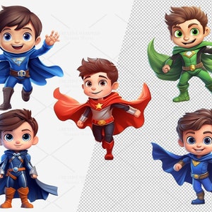 20 Digital Super Hero Clip Art Set, Super Hero Sticker, Sublimation ...