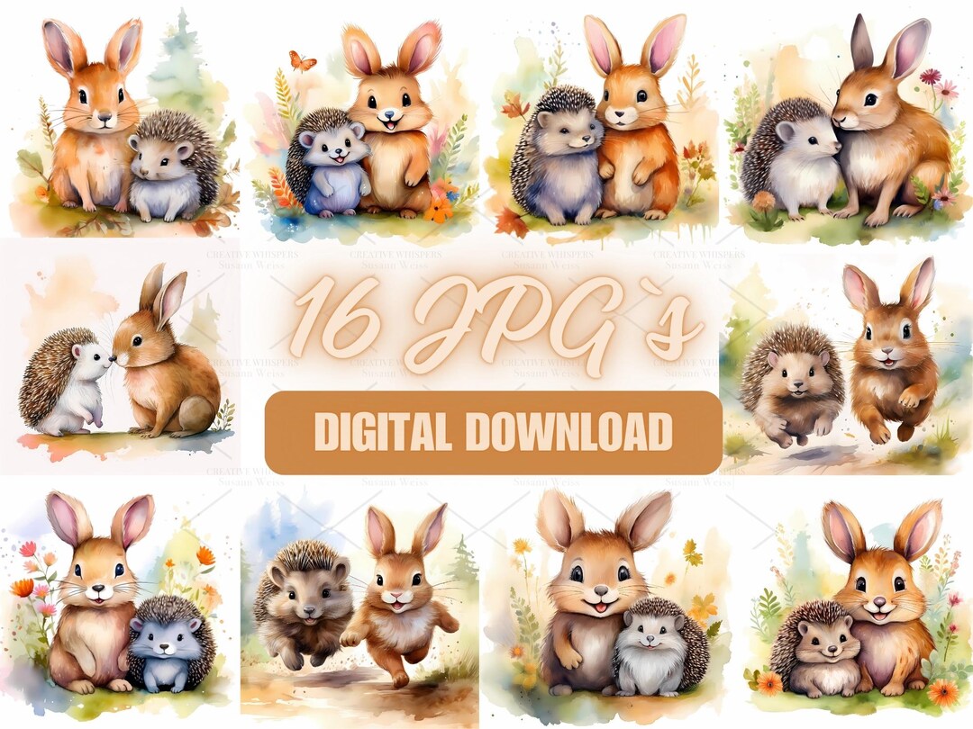 Adorable Bunny and Hedgehog Illustration – Perfect for Kids Art ...