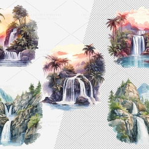 24 Watercolor Waterfall SVG, PNG, Commercial Use, Clipart Vector ...