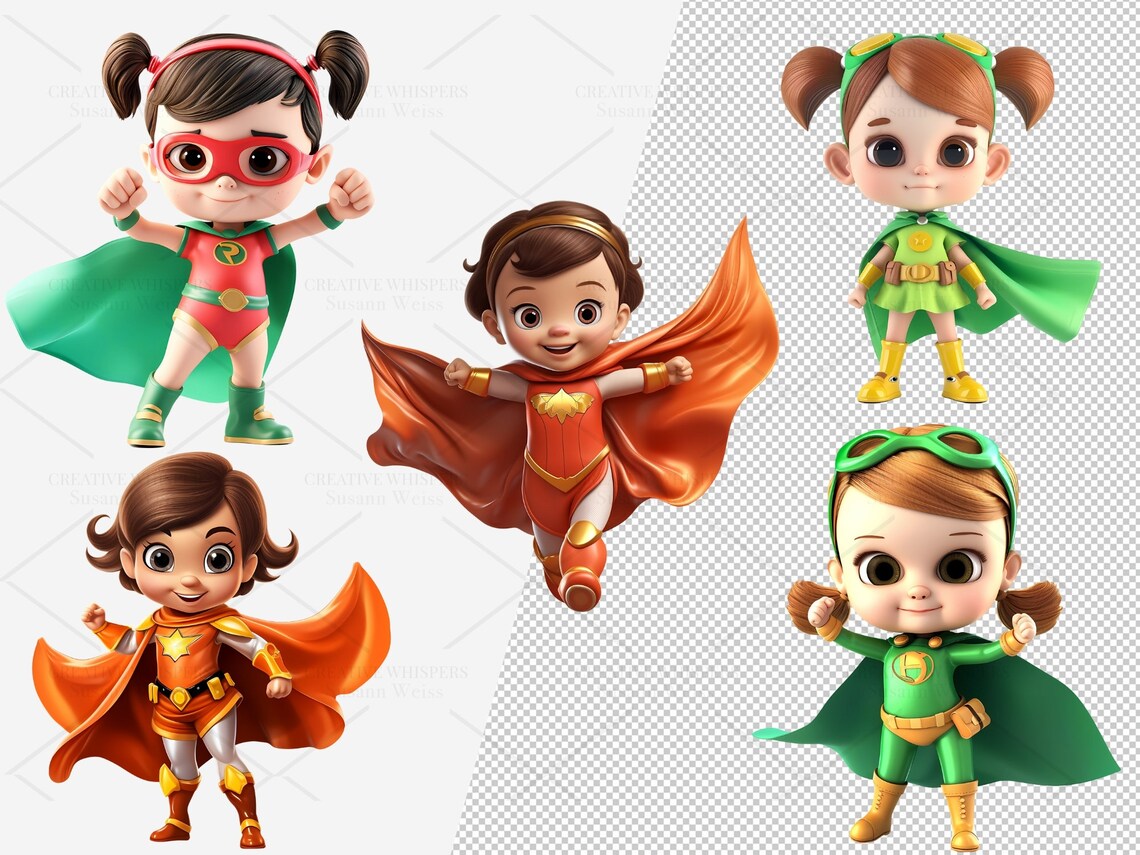 20 Digital Super Hero Girl Clip Art Set, Super Hero Sticker ...