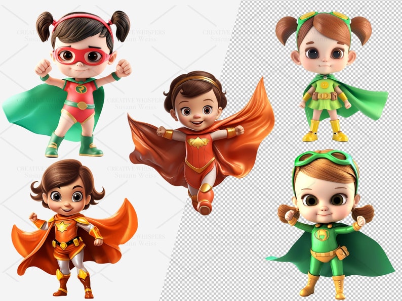 20 Digital Super Hero Girl Clip Art Set, Super Hero Sticker ...