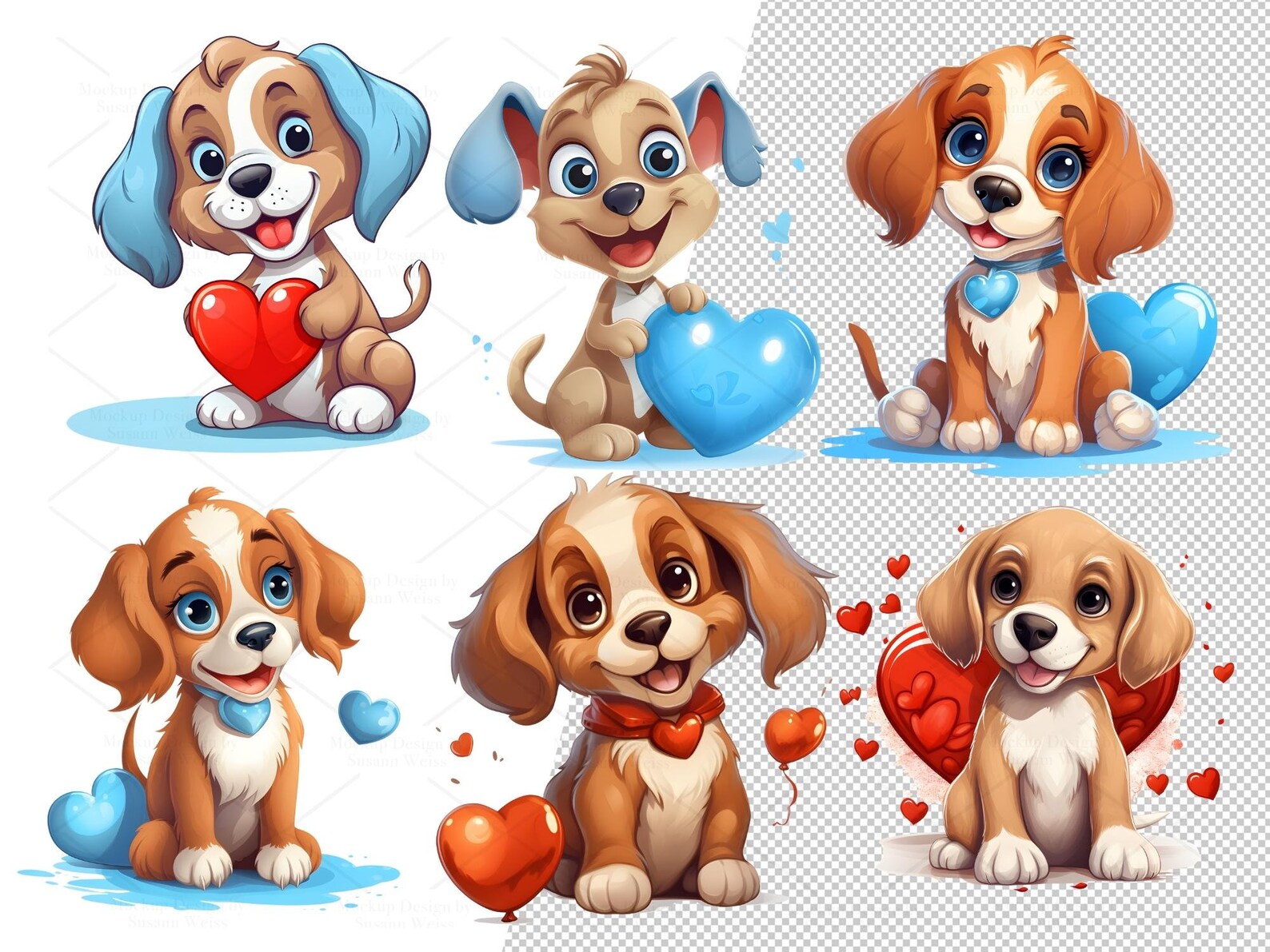 30 Digital Cute Dog Clip Art Set, Cute Dog Sticker, Cute Dog Colorful ...