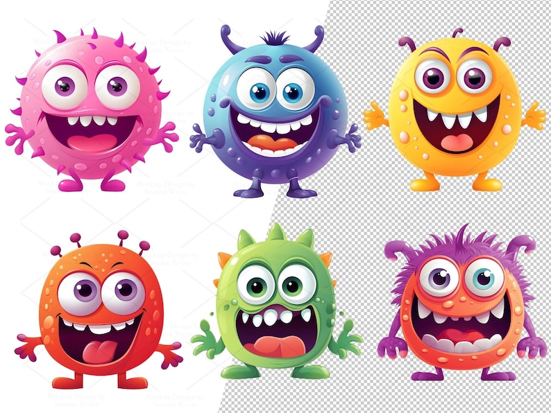 24 Digital Cute Monster Clip Art Set, Cute Monster Sticker, Cute ...