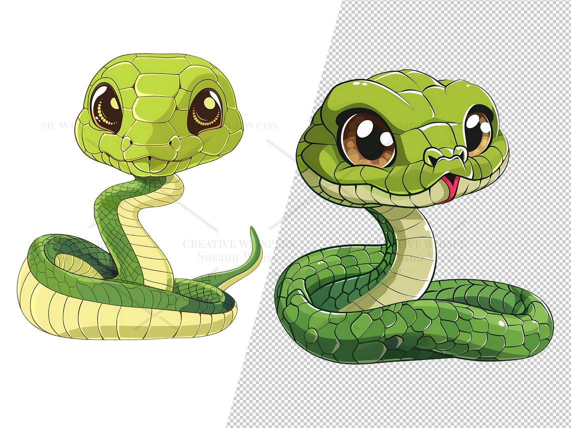 Cute Snake, Illustration Clipart Bundle 10 High Quality Pngs ...