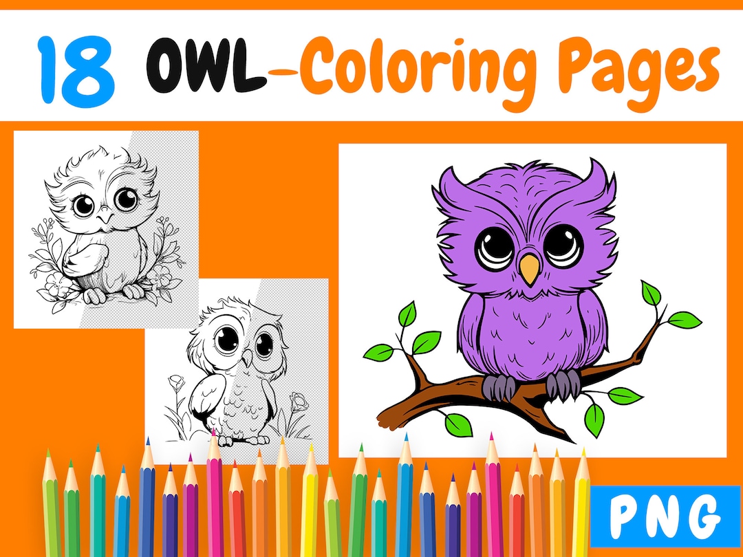 Cute Owl Coloring Pages for Kids, Woodland Animals (digital Download ...