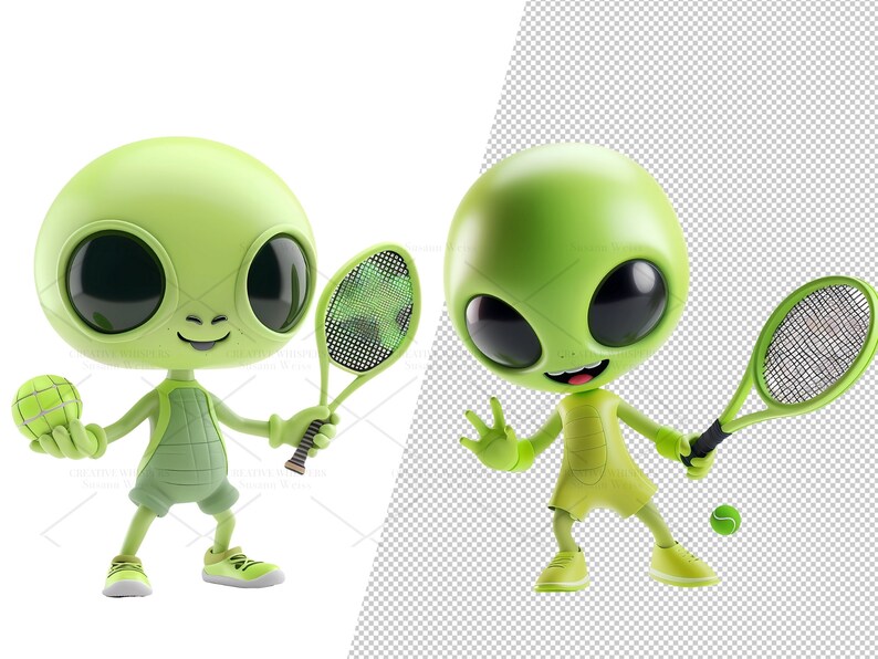 Cute Alien Sports 3d Emoji Clipart Bundle 10 High Quality Pngs ...