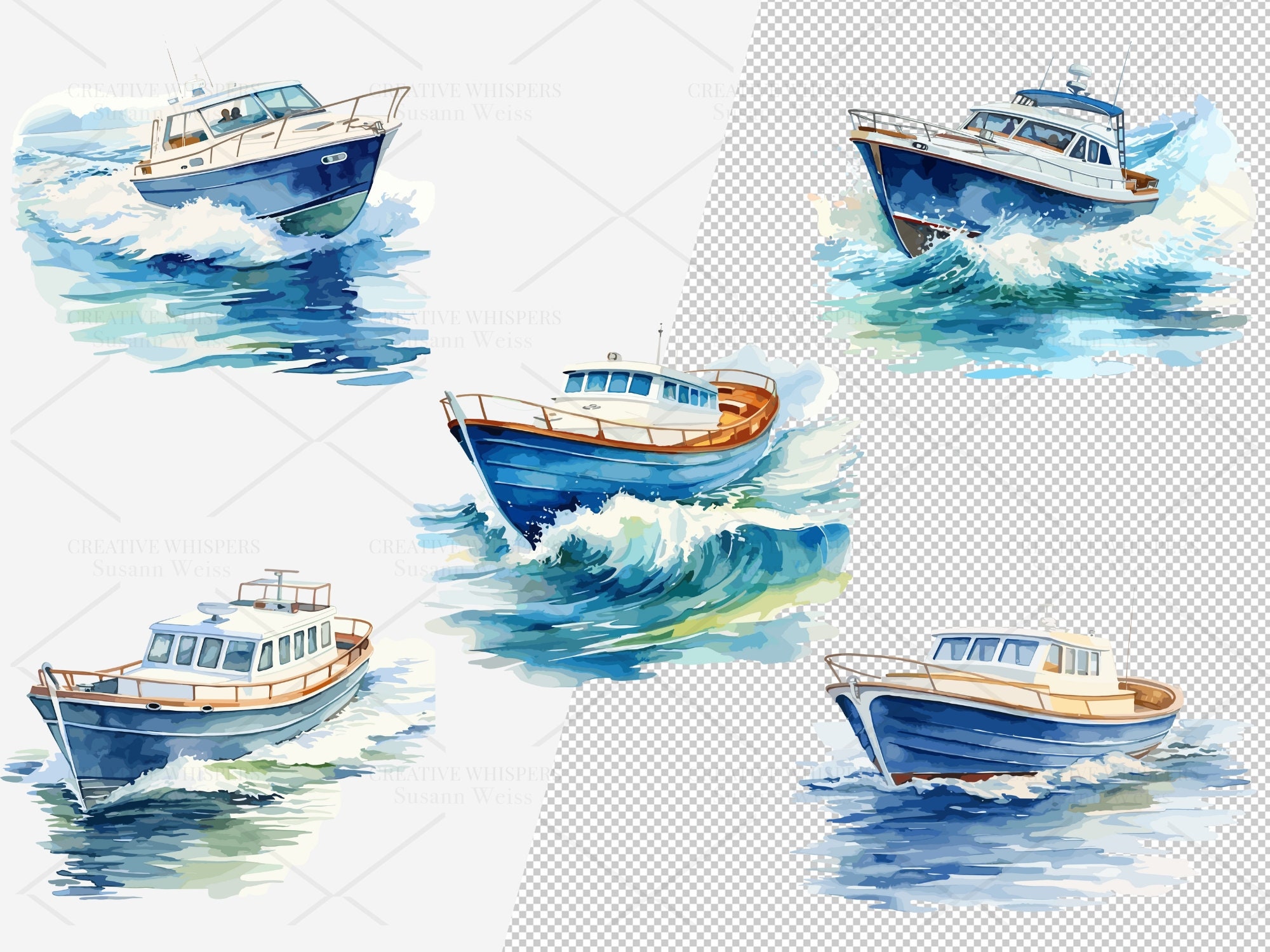 20 Watercolor Speedboat, Vehicle, SVG, PNG, Commercial Use, Clipart ...