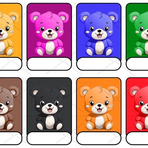 16 Cute Teddy Bear Flashcards for Kids Discover Colors Playfully PDF - Etsy