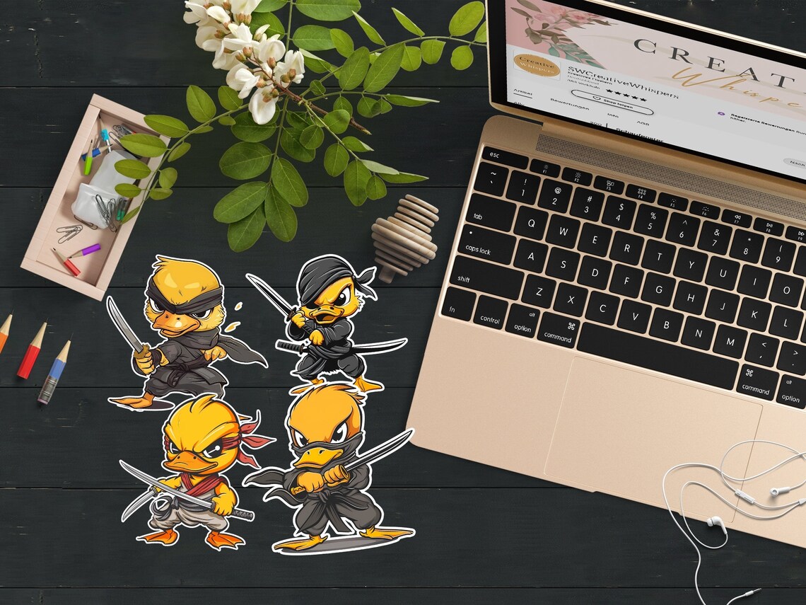 Duck Ninja Clipart Bundle – 10 PNG Illustrations, Craft Graphics ...