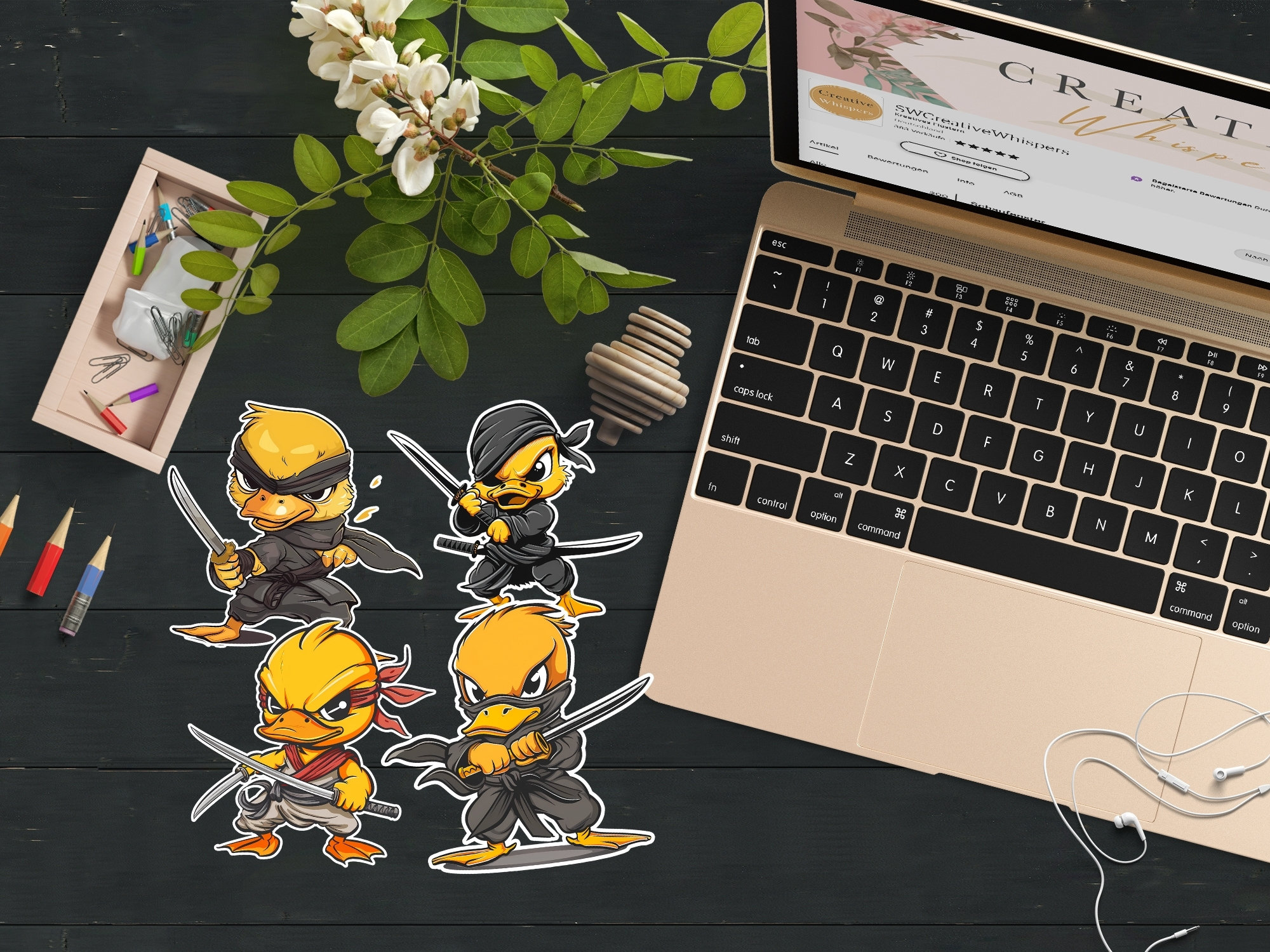 Duck Ninja Clipart Bundle – 10 PNG Illustrations, Craft Graphics ...