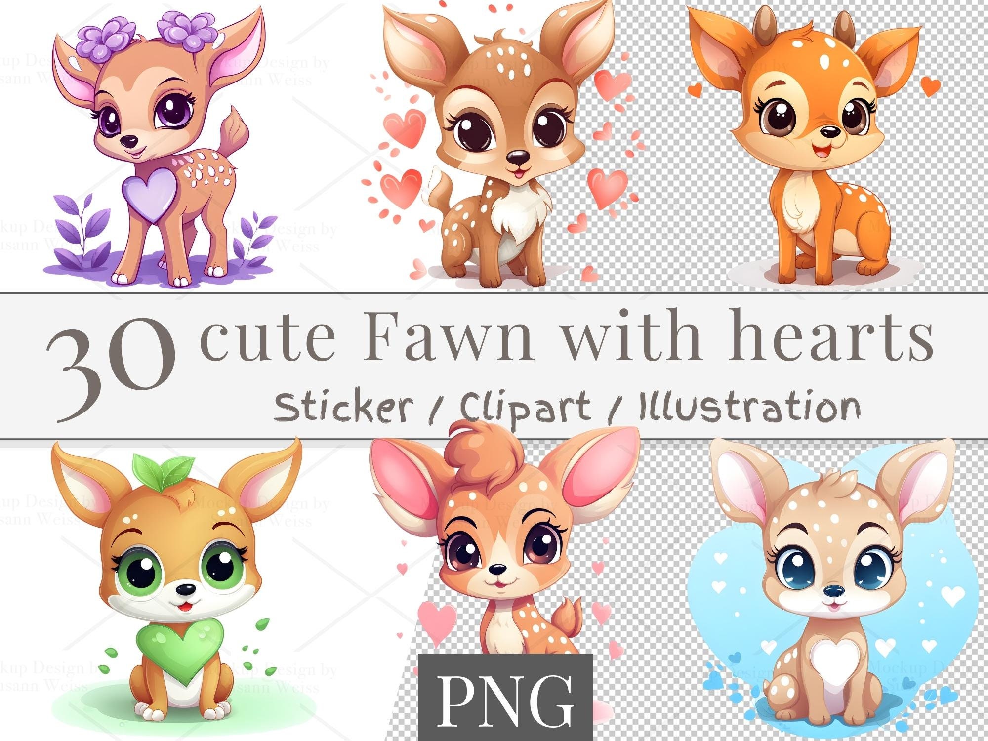 30 Digital Cute Fawn Clipart Set Cute Fawn Sticker Cute Fawn Sublimation Design Sublimate