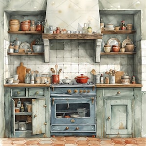 Vintage Kitchen Watercolor Clipart Bundle 10 High Quality Watercolor ...
