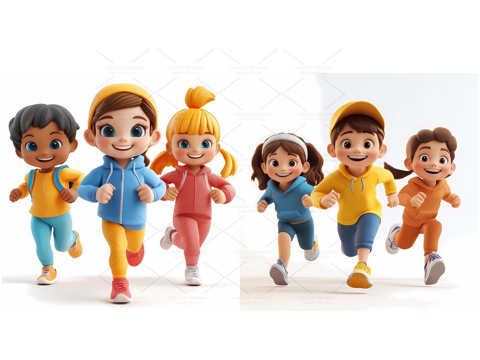 12 Activity Childrens Running 3d Bundle- High Quality Illustration Jpgs ...