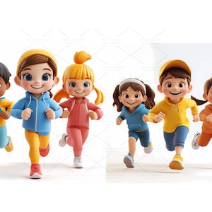 12 Activity Childrens Running 3d Bundle- High Quality Illustration Jpgs ...