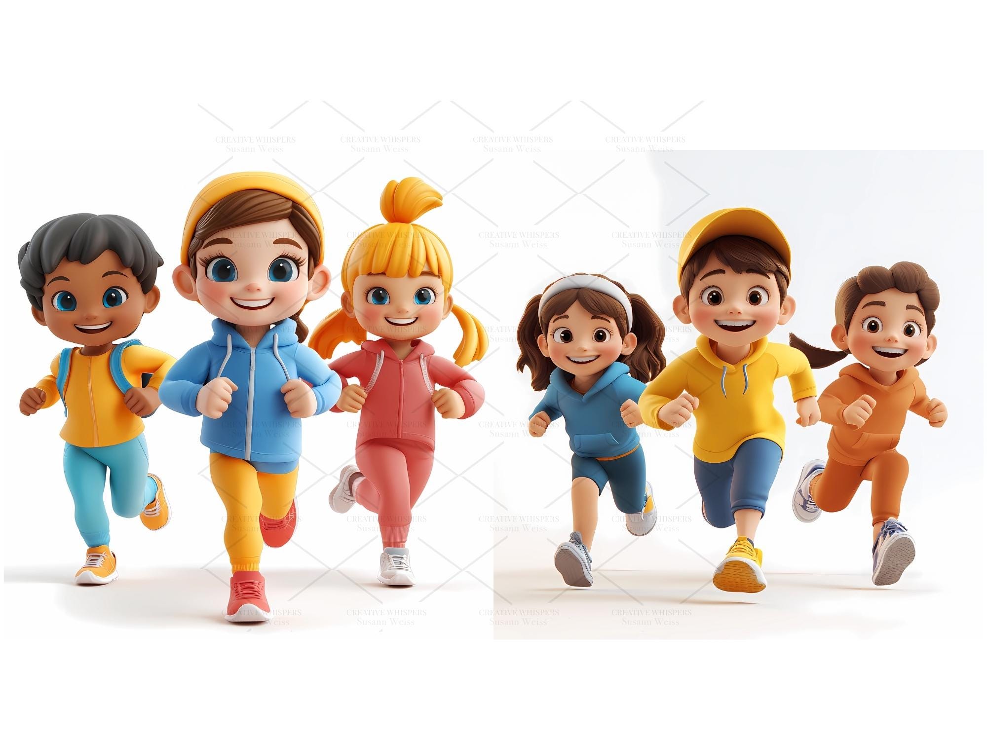 12 Activity Childrens Running 3d Bundle- High Quality Illustration Jpgs ...