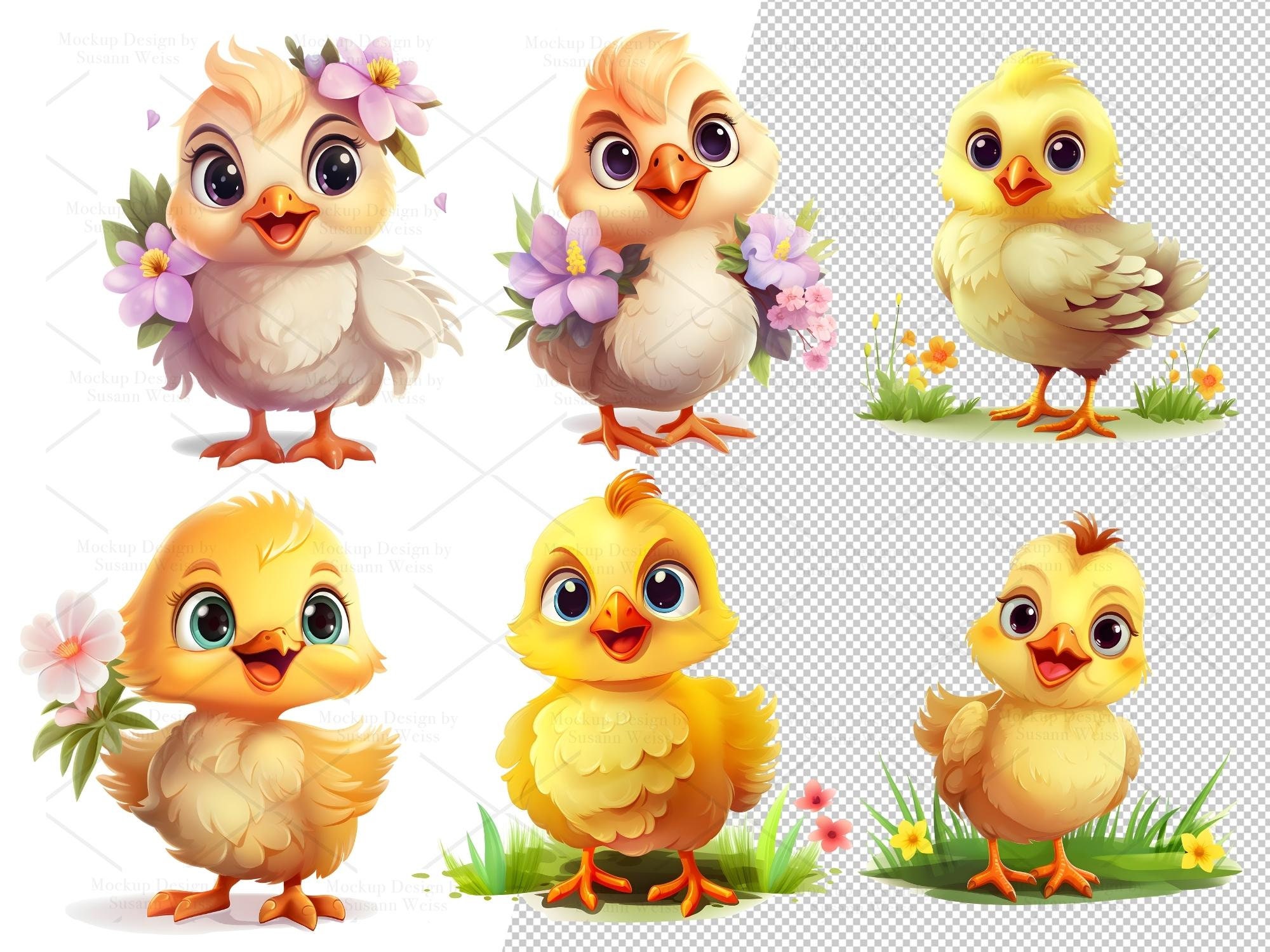 Digital Set of 30 Cute Hen Chick PNG, Sticker Clipart Cute Hen Chick ...