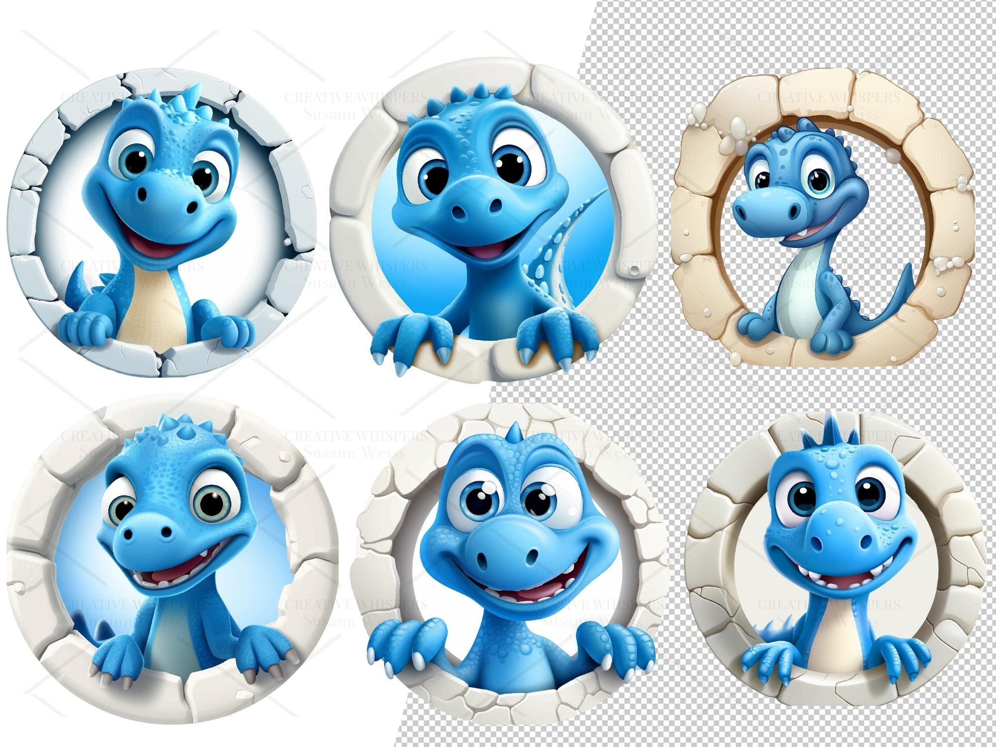 30 Digital Cute Dinosaurs Sticker SVG PNG Clipart Set - Etsy