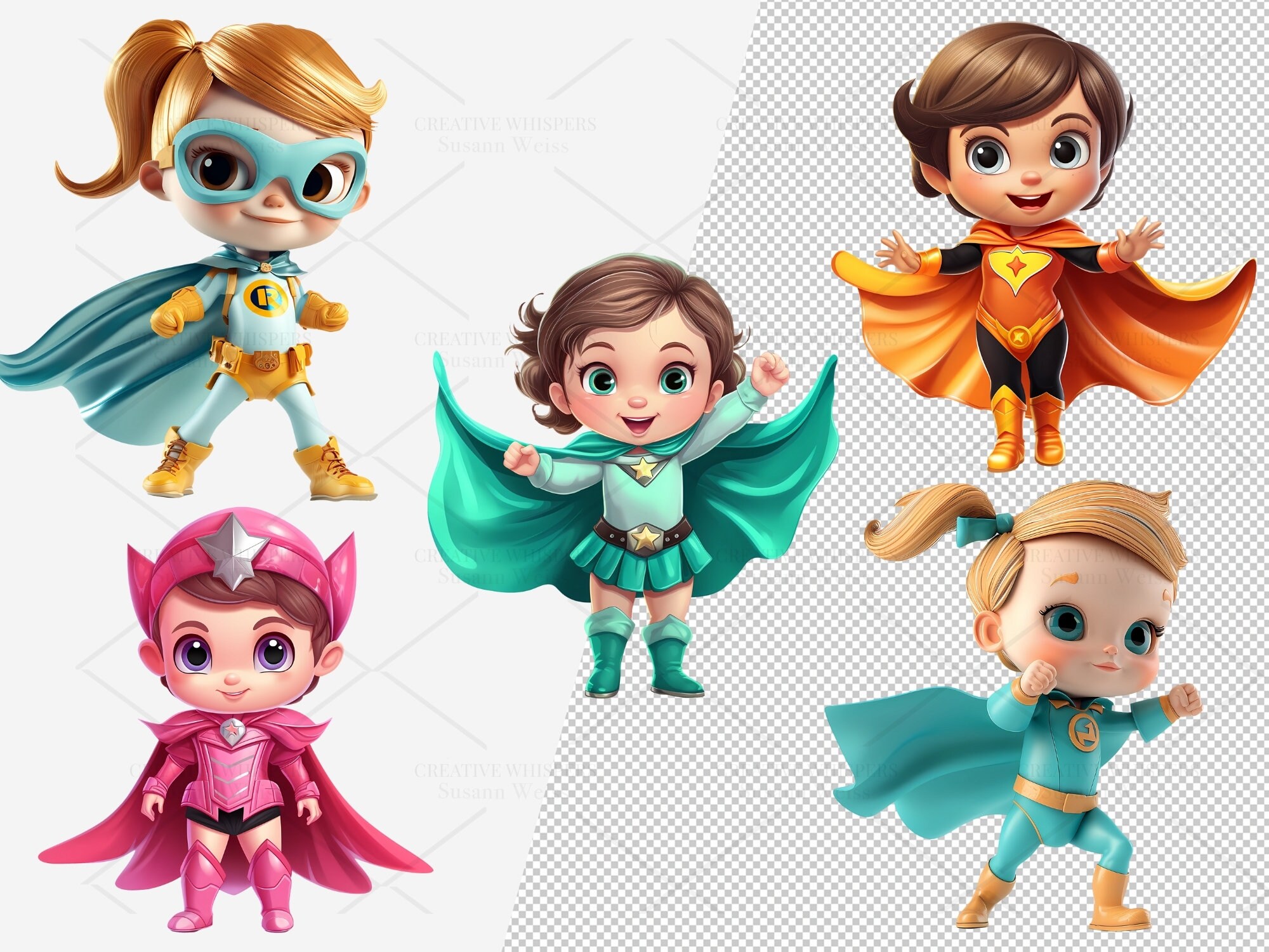 20 Digital Super Hero Girl Clip Art Set, Super Hero Sticker ...