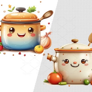 Cute Cooking Pot With Vegetables Illustration Clipart Bundle- 10 High ...