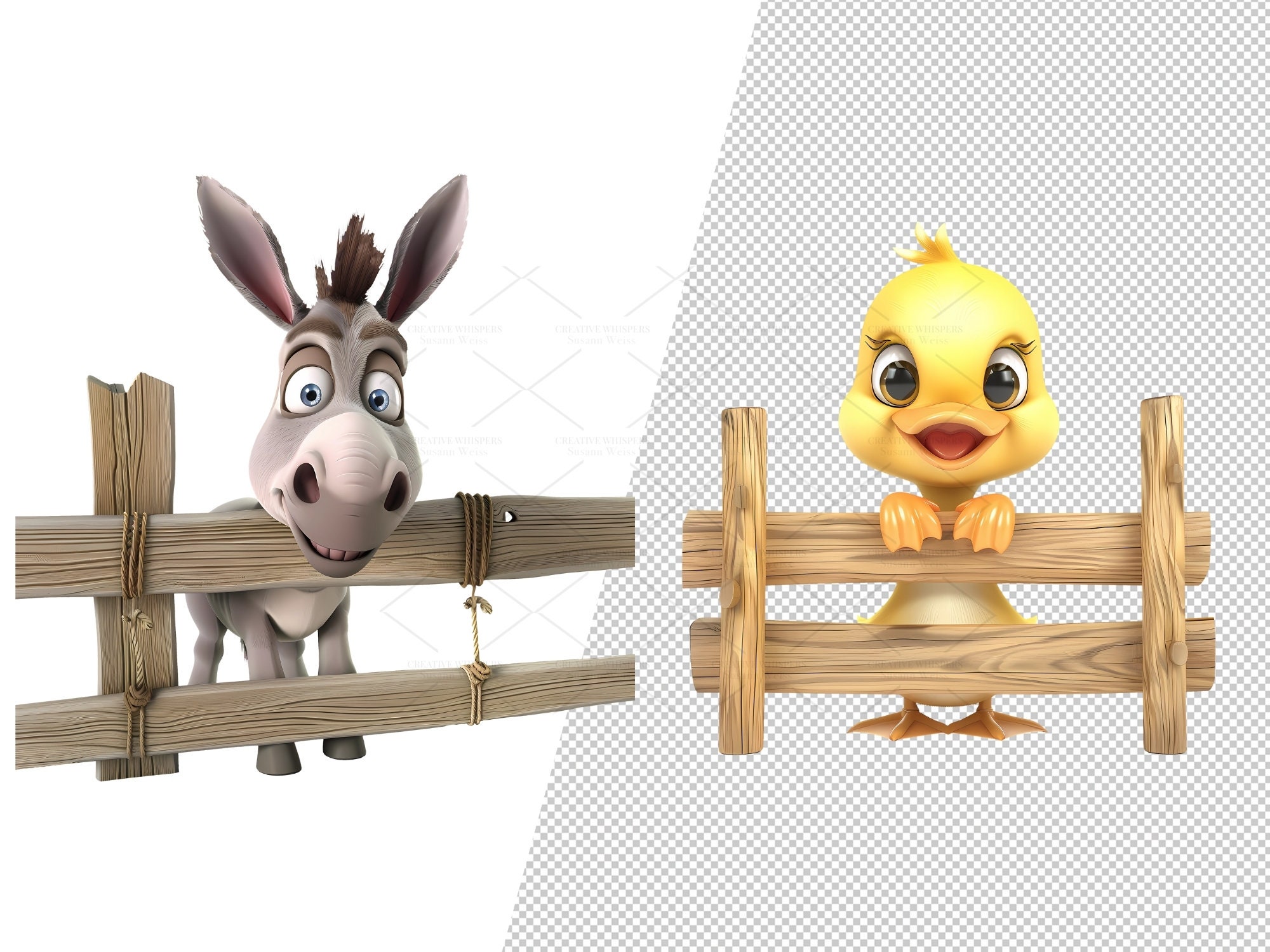 Cute Farm Animal 3d Clipart Bundle 10 High Quality Pngs, Journaling ...