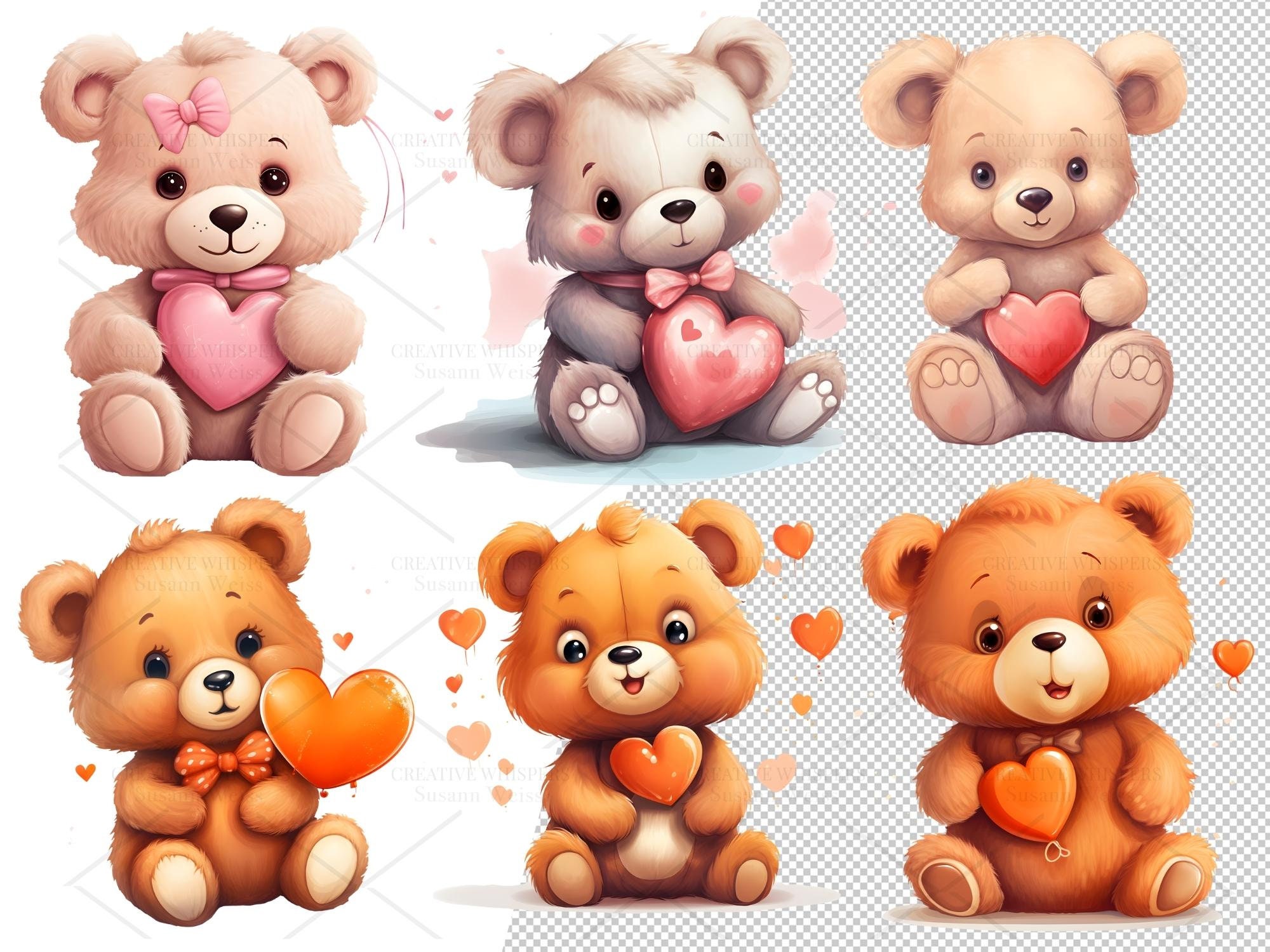 30 Digital Cute Teddy Bear Clip Art Set Cute Teddy Bear - Etsy