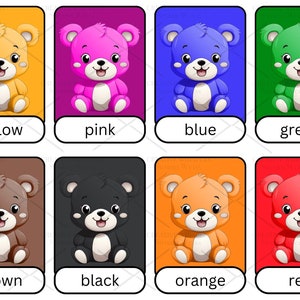 16 Cute Teddy Bear Flashcards for Kids Discover Colors Playfully PDF - Etsy