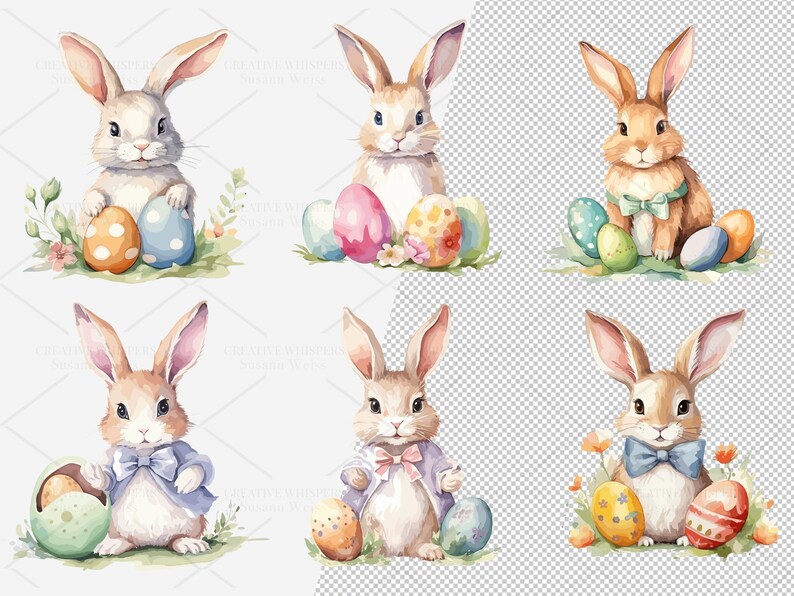 24 Watercolor Easter Set SVG, PNG, Commercial Use, Clipart Vector ...