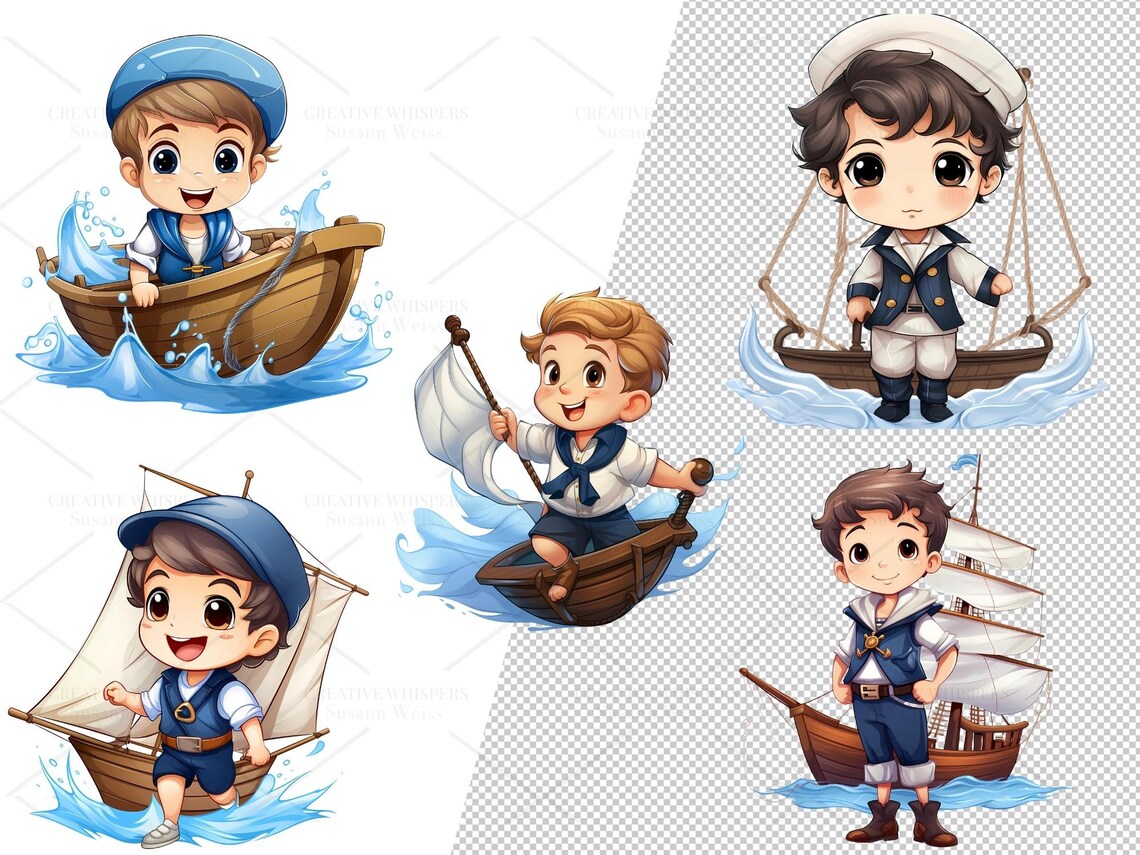 22 Digital Cute Sailor Boy Clip Art Set Cute Sailor Boy - Etsy