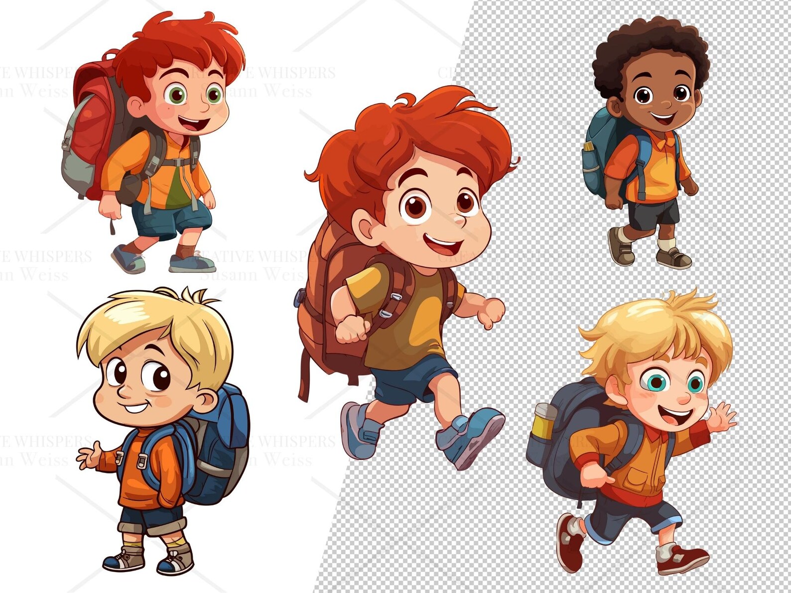 20 Cute School Kids Stickers & Clipart - Digital Downloads With ...