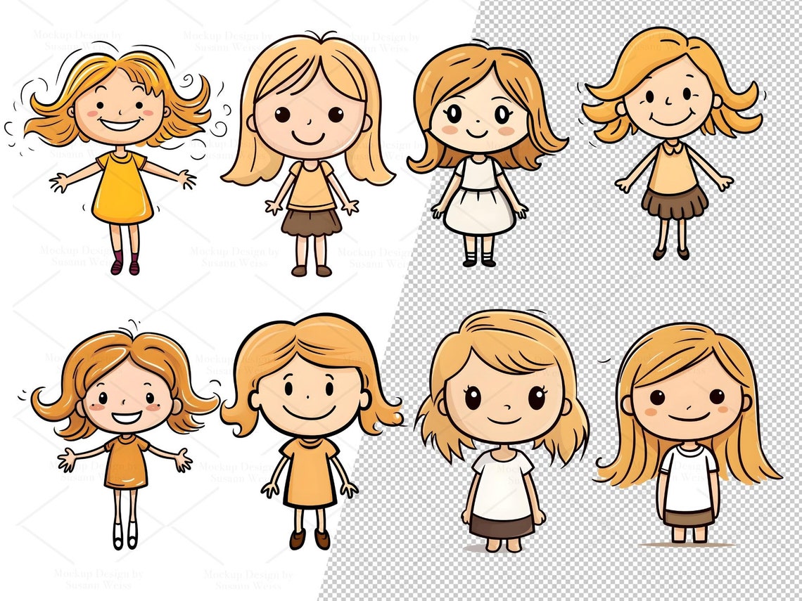 39 Digital Cute Girl Sticker Clip Art Set Cute Girl Sticker - Etsy