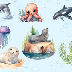 Sea Animal Watercolor Set - Underwater Creatures PNG - Ocean Life ...