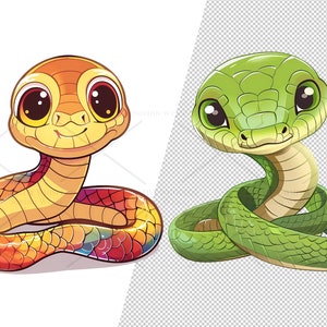 Cute Snake, Illustration Clipart Bundle- 10 High Quality Pngs ...