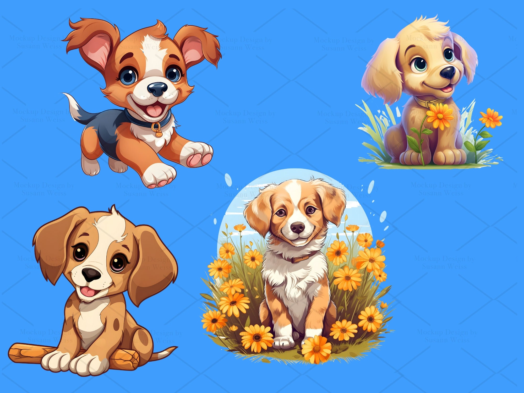 Digital Clipart Set With 23 Cute Puppy Dog Clip Arts - Etsy Canada