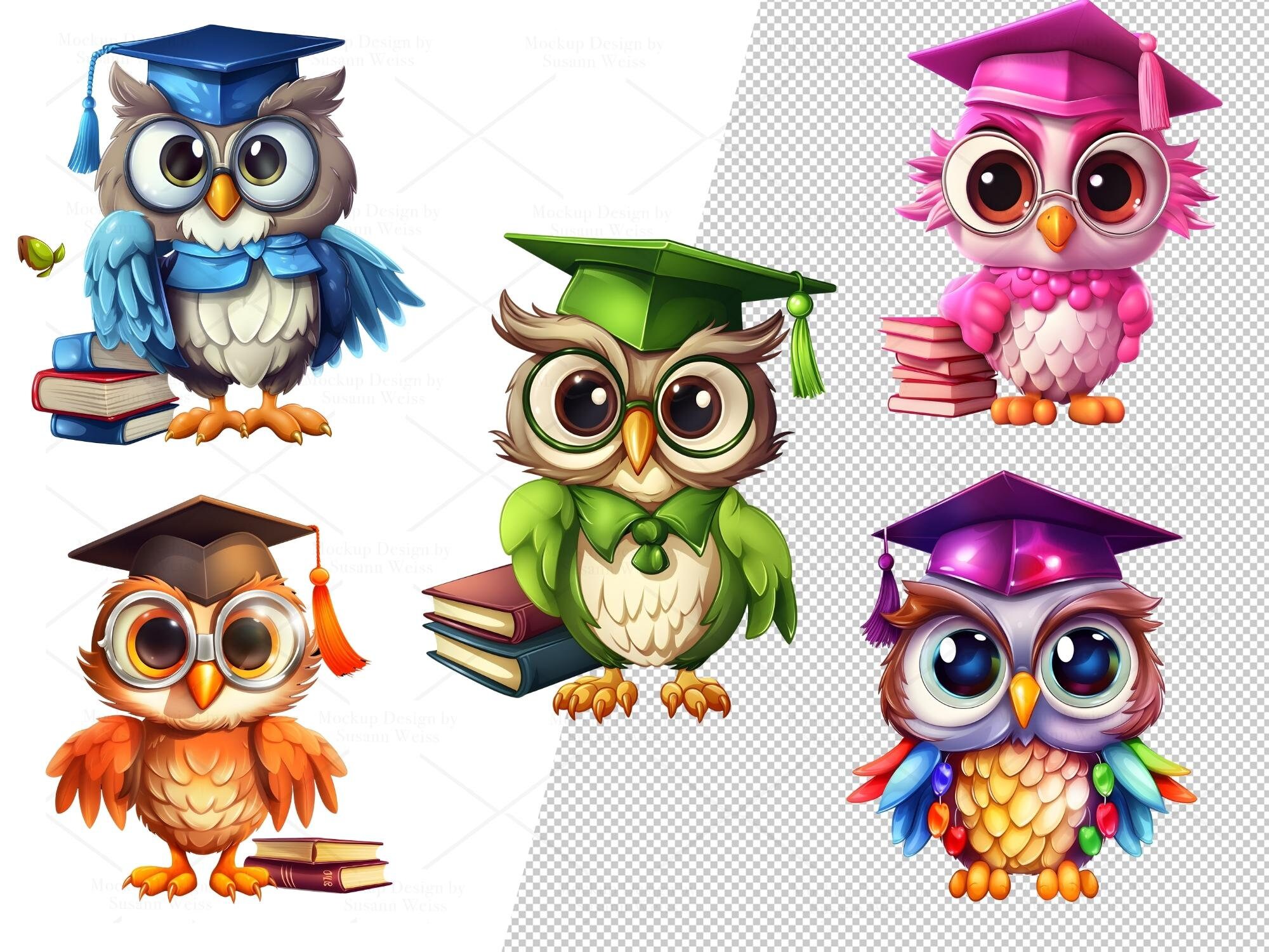 28 + 4 for Free Digital Cute Graduation Owl Clipart Set, Graduation Owl ...