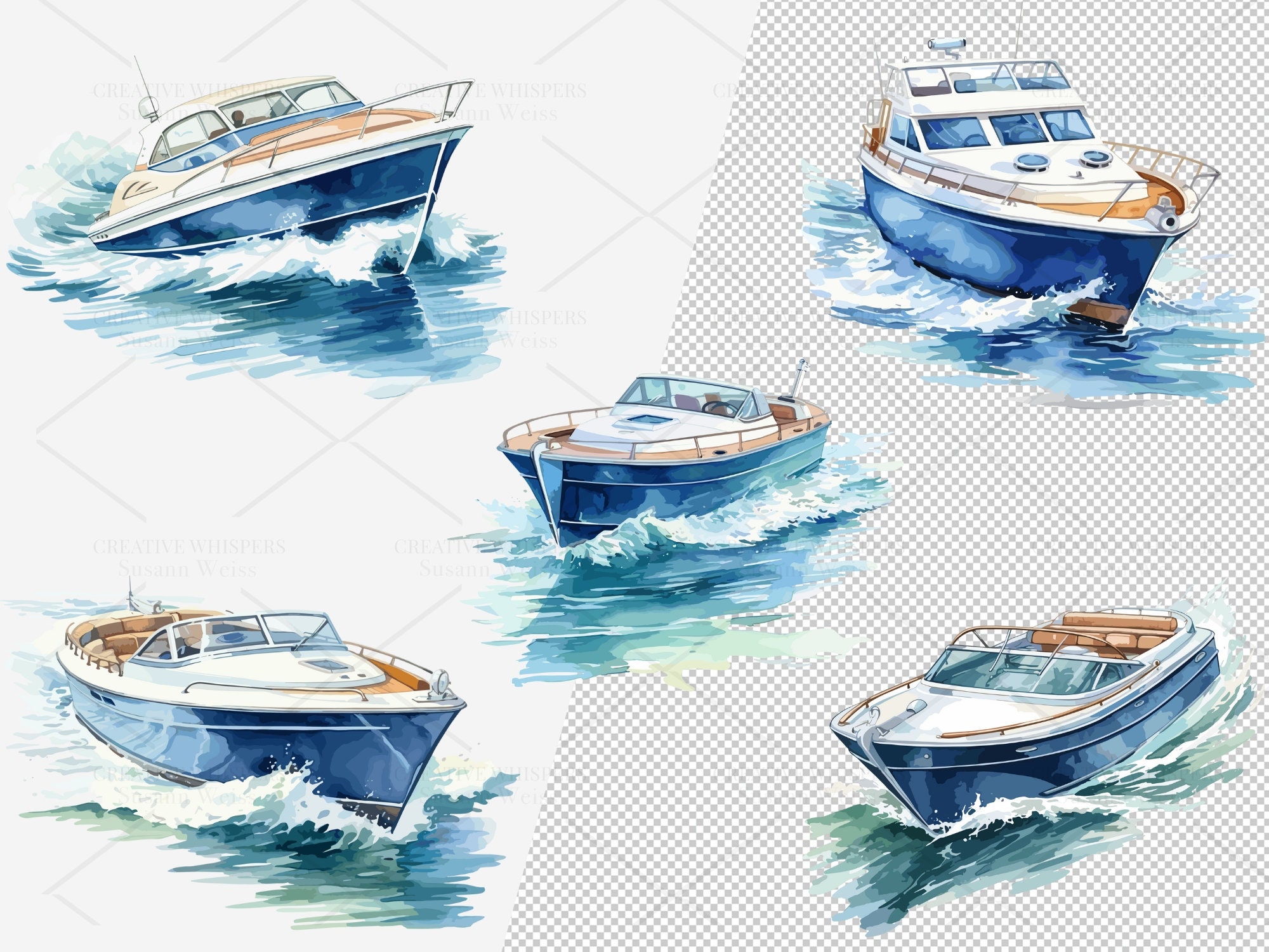 20 Watercolor Speedboat, Vehicle, SVG, PNG, Commercial Use, Clipart ...