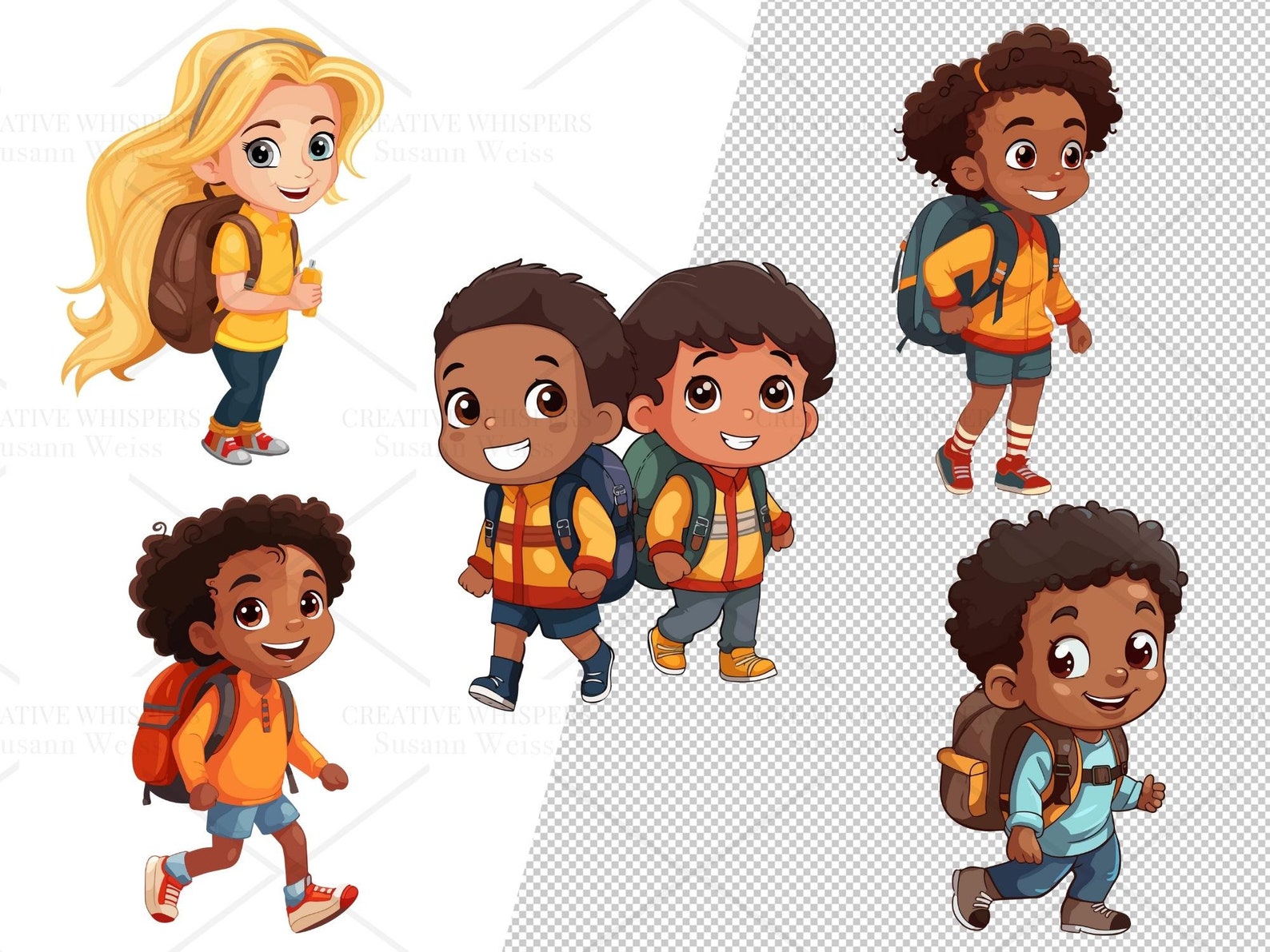 20 Cute School Kids Stickers & Clipart - Digital Downloads With ...
