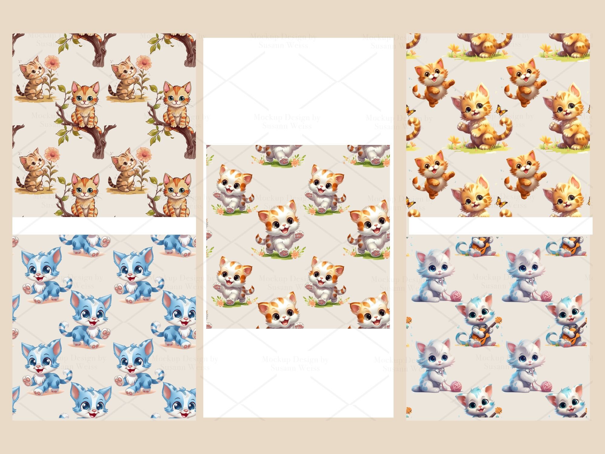 10 Cute Cats Seamless Pattern Pack A Collection of 10 Unique Cats ...
